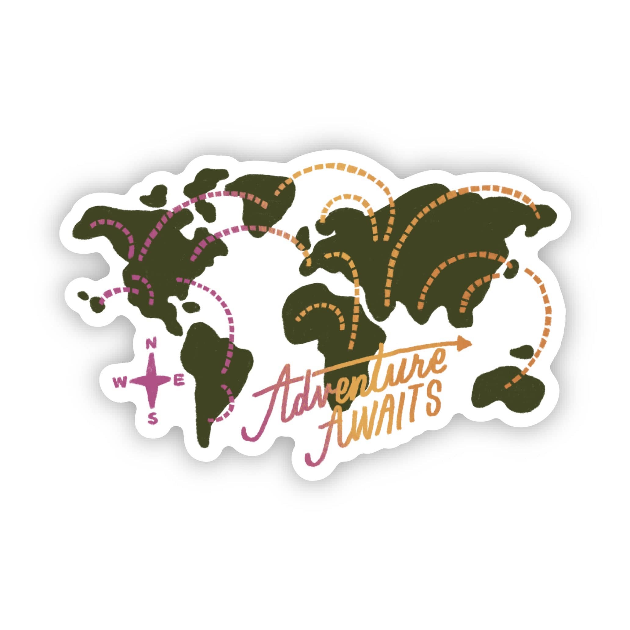 "Adventure awaits" World Map Travel Sticker – Pow Wow Nation Shop